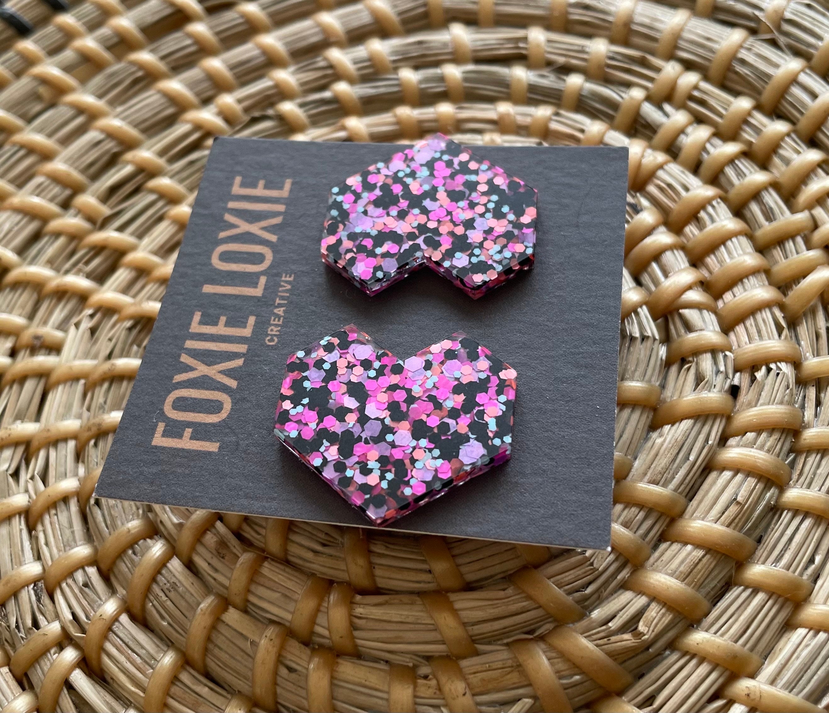 Geometric Heart Studs Neon Confetti 5 Sizes Available - Etsy