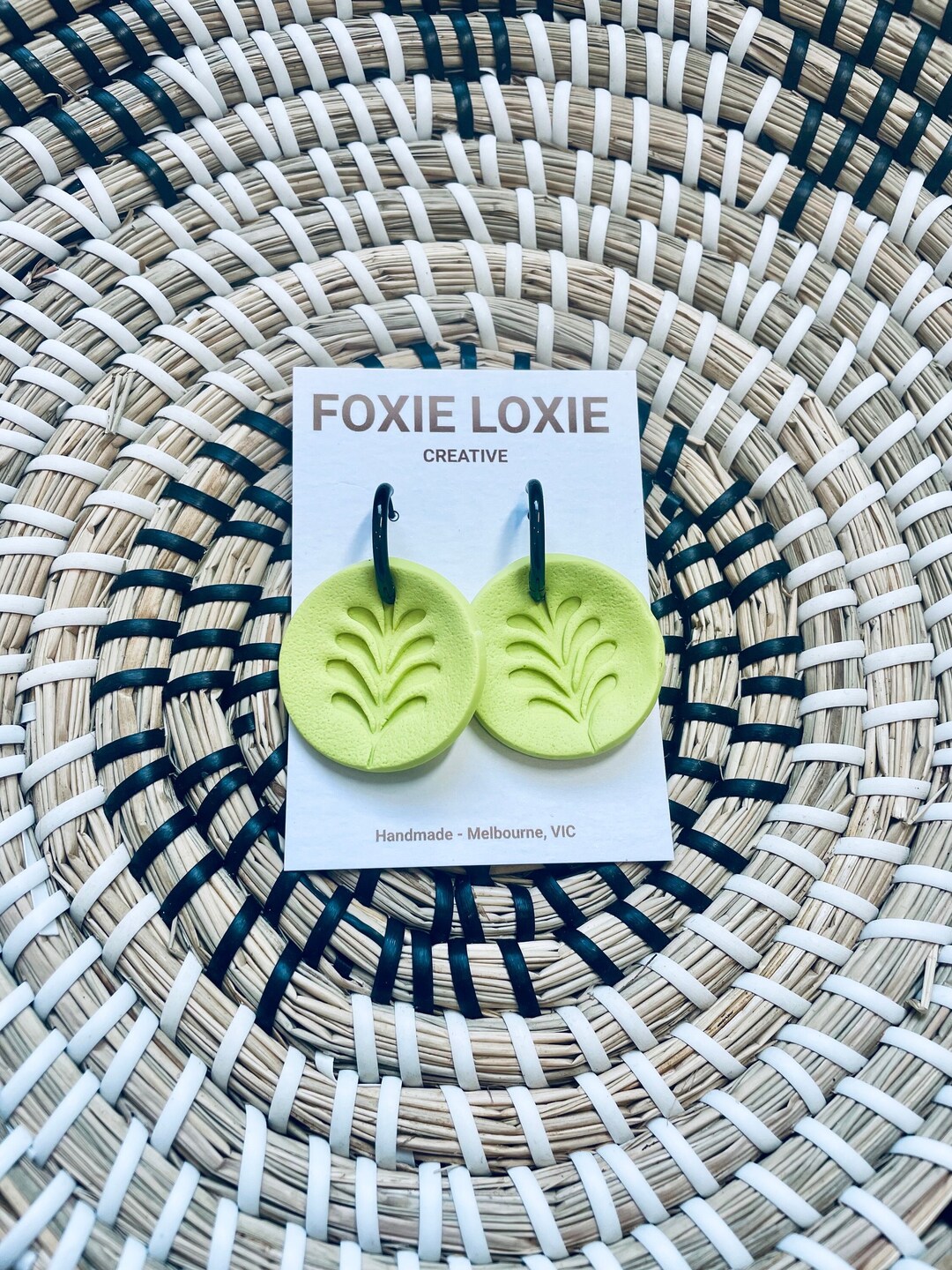 Hoop Earrings Lime Fern - Etsy