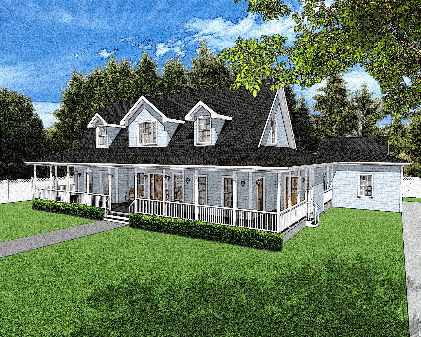 Country Farmhouse Style Floor Plan, Large 2 Story 4/3.5 House Plans ...