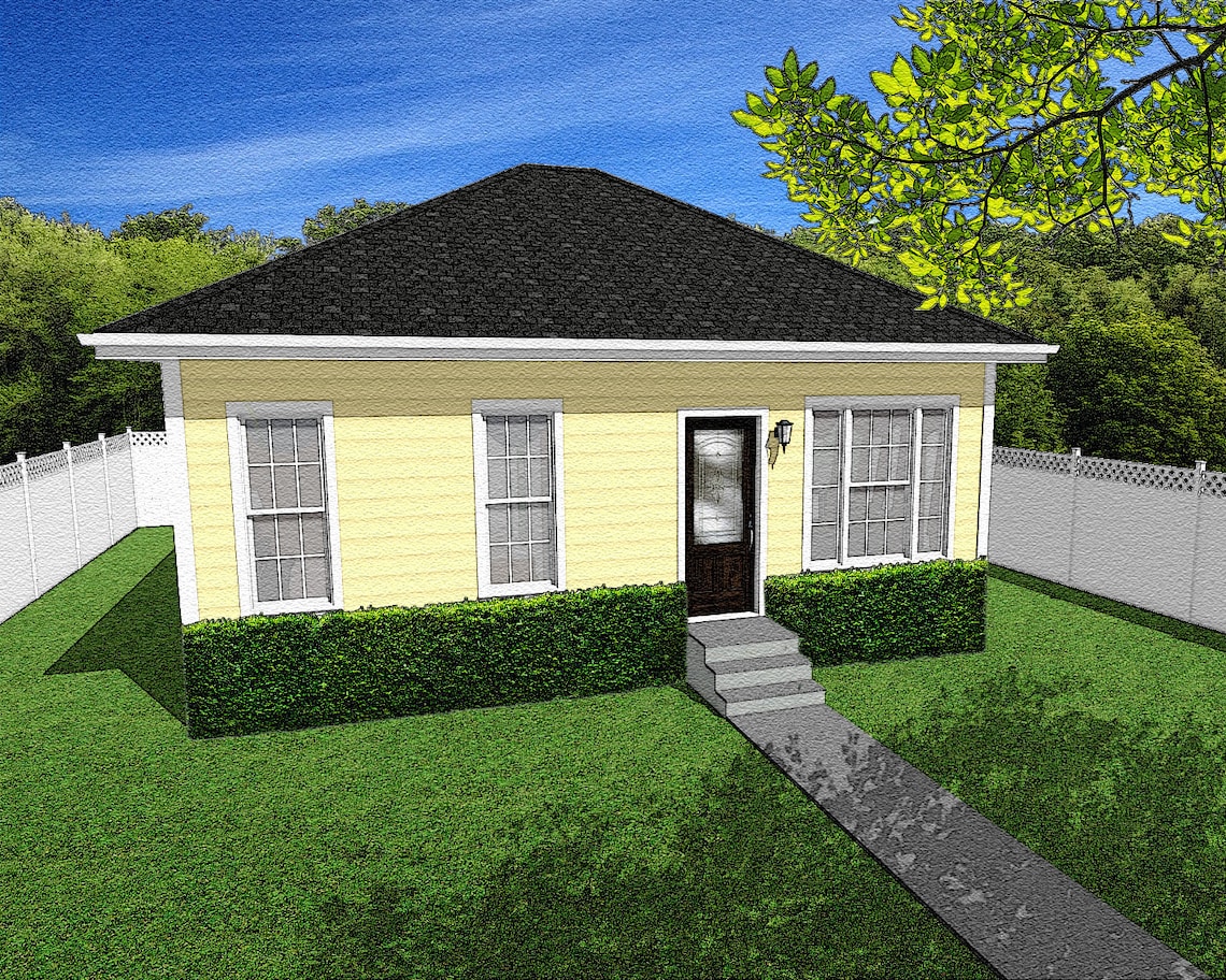 2 Bed 1 Bath 800 SF 30x27 House Plans, 1 Story Traditional Cottage ...