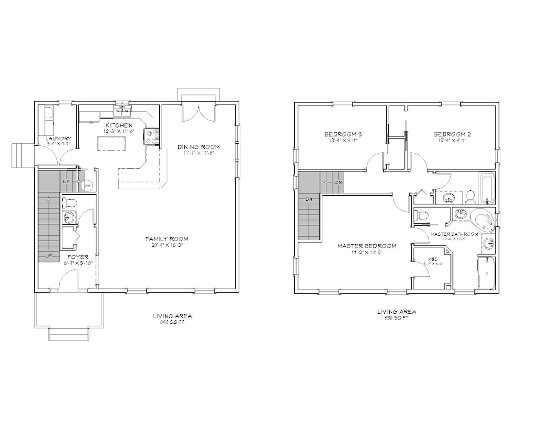 3 Bedroom 2.5 Bath Cape Cod Style Architectural Plans, 1728 SF, 31'x29 ...