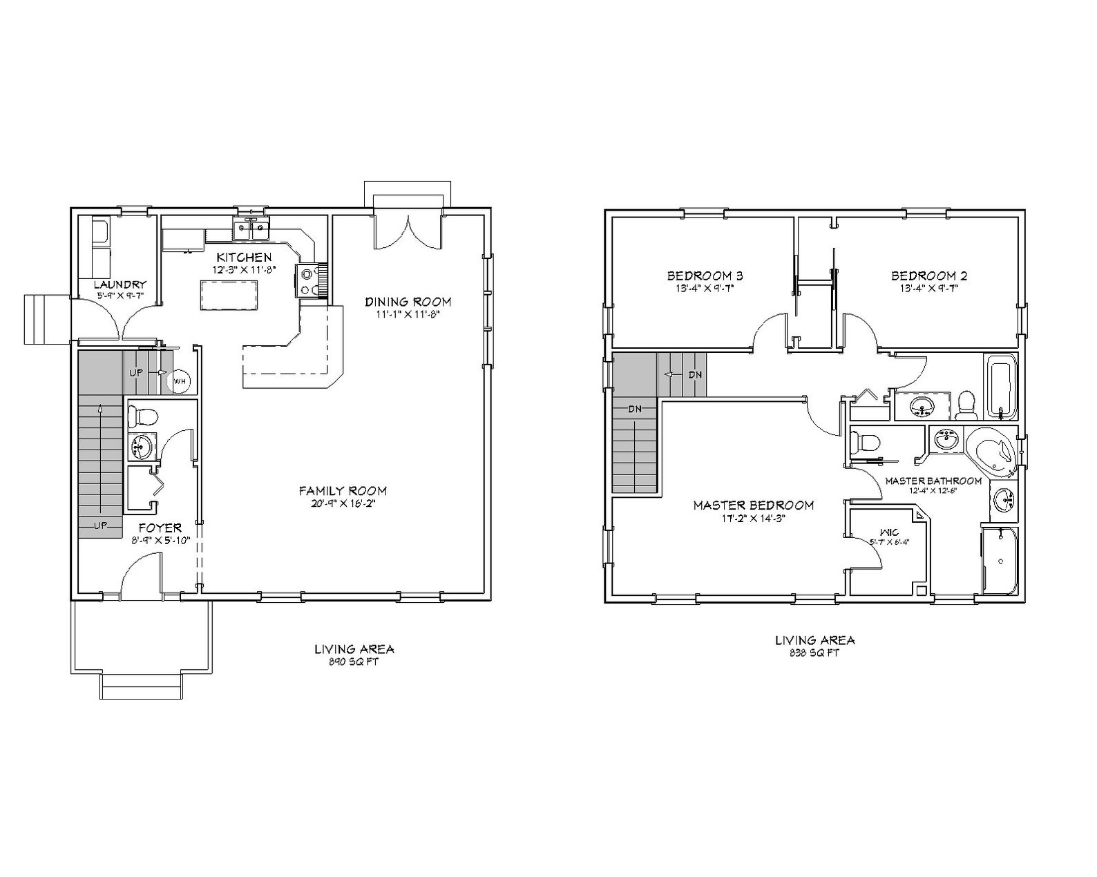 3 Bedroom 2.5 Bath Cape Cod Style Architectural Plans, 1728 SF, 31'x29 ...