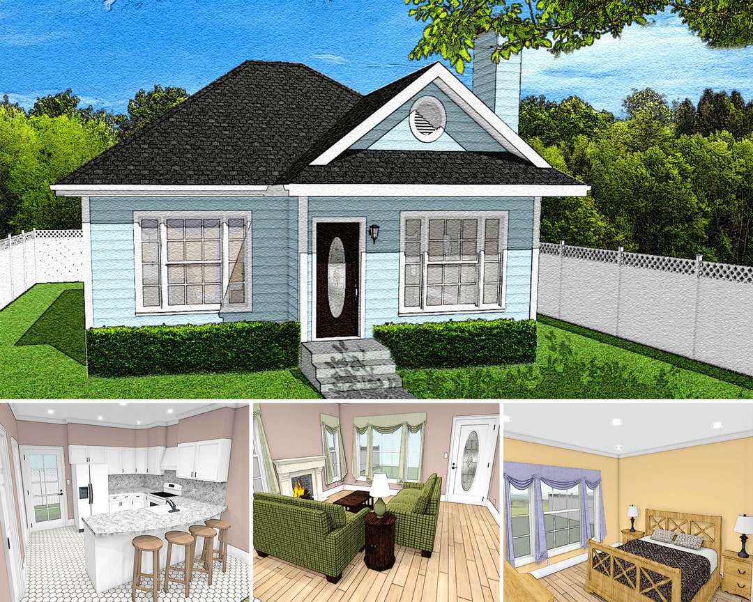 1 Bed 1 Bath 850 SF 30x30 House Plans, Guest Cottage Floor Plan, Tiny ...