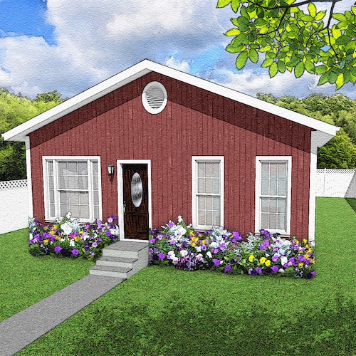 Two Bedroom Country Cottage Floor Plan Tiny House Plans 884 - Etsy