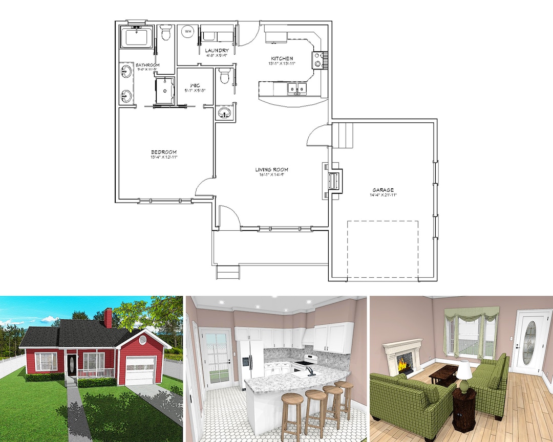 800 Square Foot One Bedroom One Bathroom Floor Plan, One Story House ...