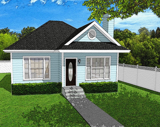 2 Bedroom Ranch Style House Plans, 2/1, 833 Square Feet, 44'x34 ...