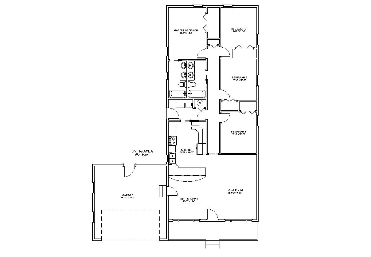L Shaped 2 Bedroom House Plans With Garage 2 Bedroom ADU Floor Plans