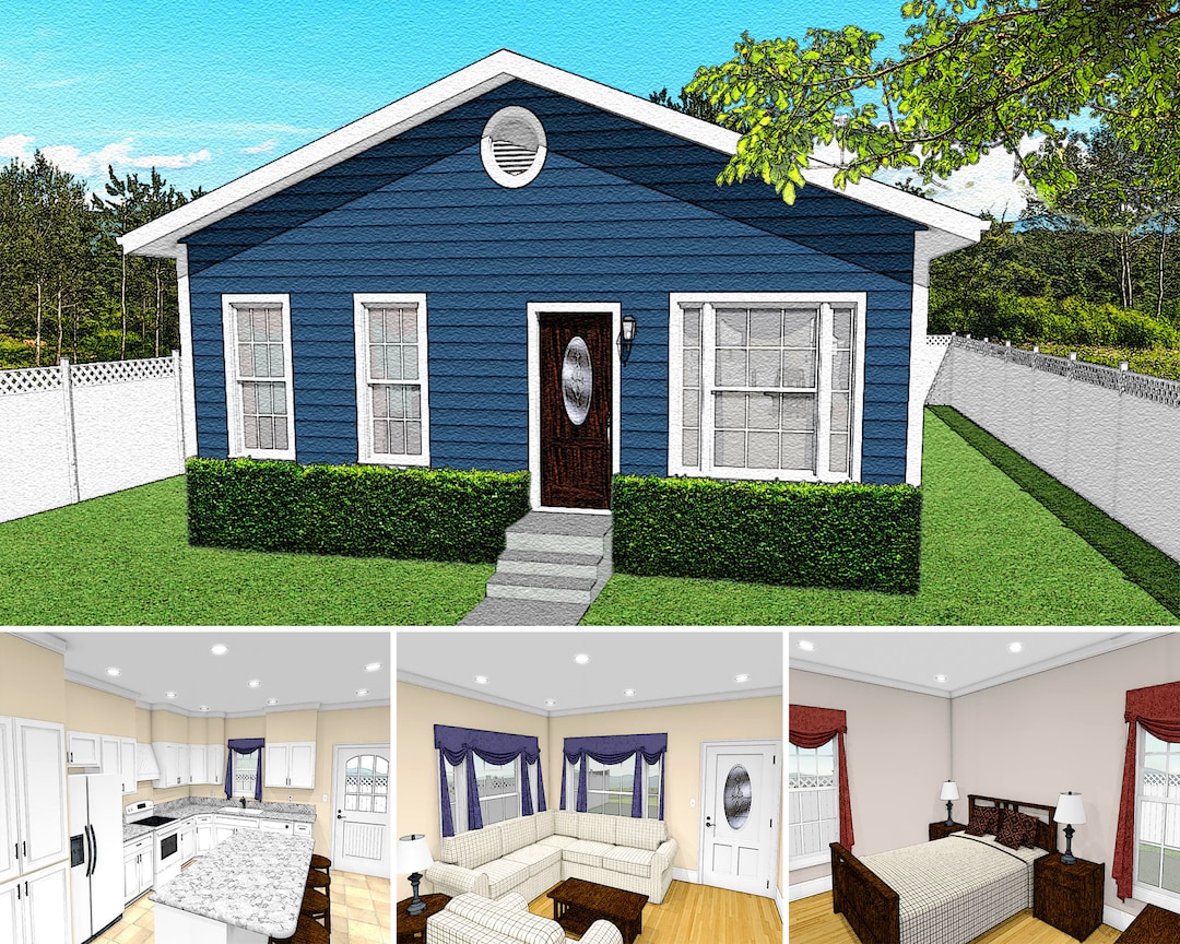3 Bed 2 Bath 1200 SF 29x41 House Plans, 1 Story Traditional Cottage Floor Plan, Home for Narrow ...