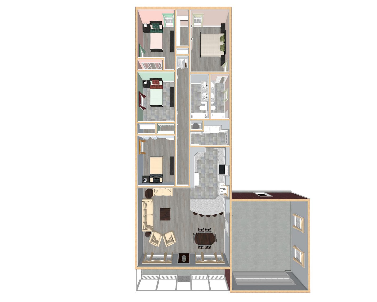 4 Bedroom 2 Bath Ranch Style Architectural Plans, 1508 SF, 46'x65', One ...