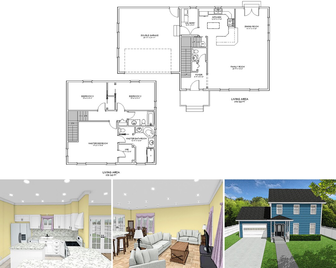 1700 Square Foot Three Bedroom Two and a Half Bathroom Floor Plan, Two ...