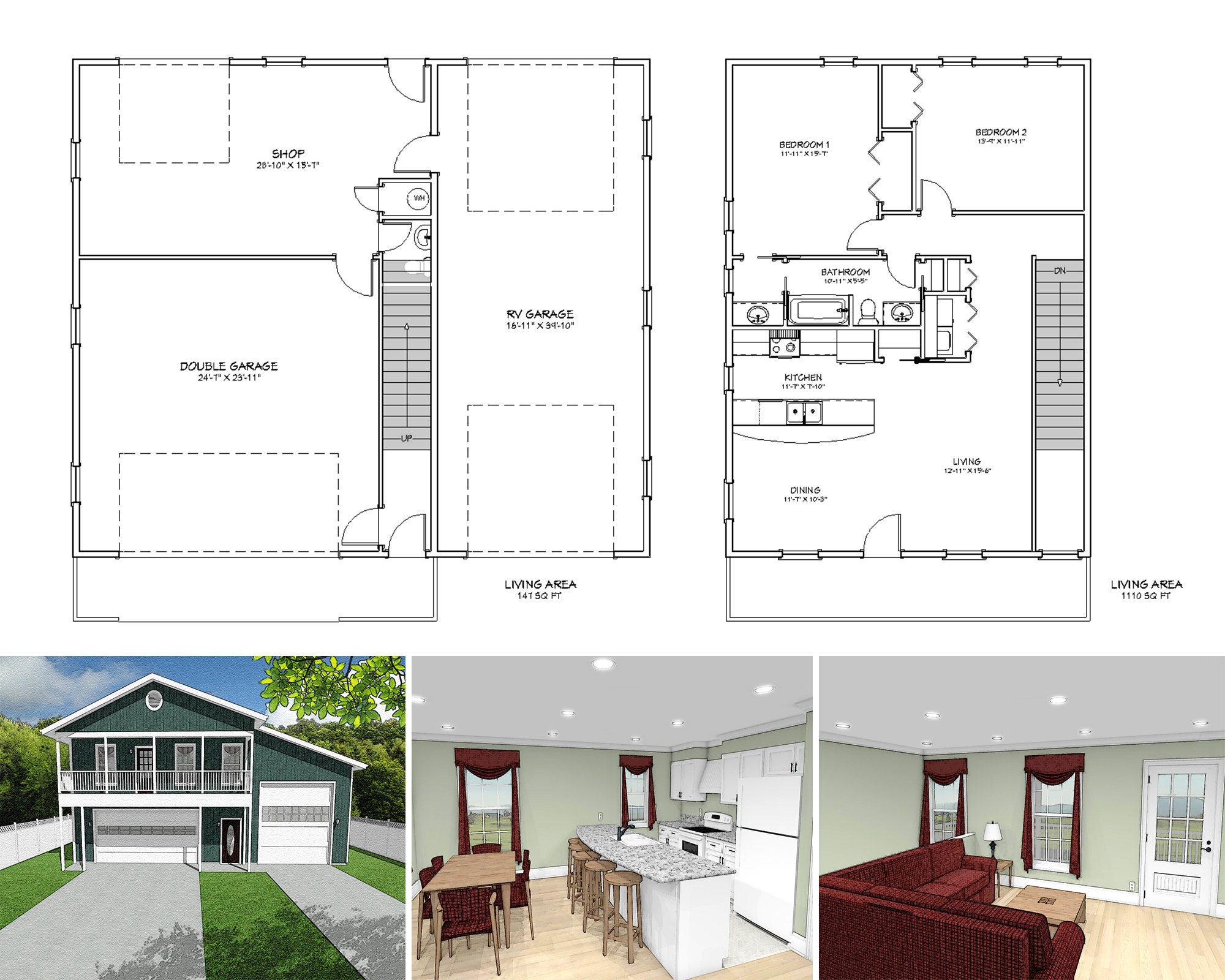 2 Bedroom Floor Plans Under 1200 Sq Ft Garage 12 Simple 2 Bedroom