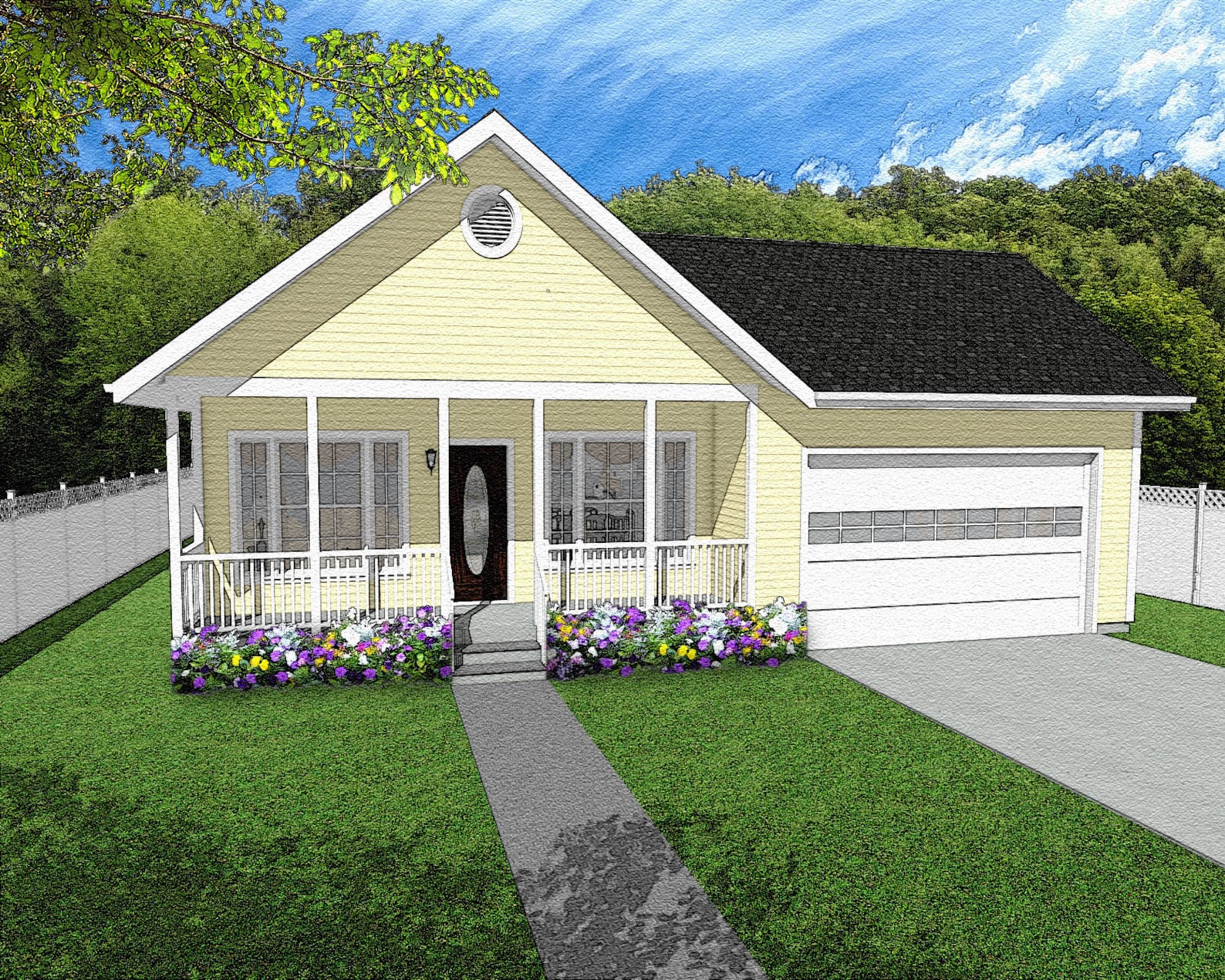 4 Bedroom 2 Bath Ranch Style Architectural Plans, 1508 SF, 46'x65', One ...
