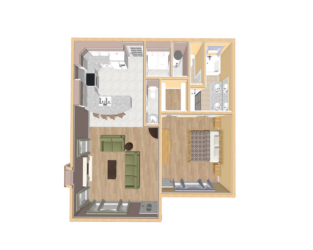 Traditional Cottage Floor Plan, 1/1 Tiny House Plans, 800 Square Feet ...