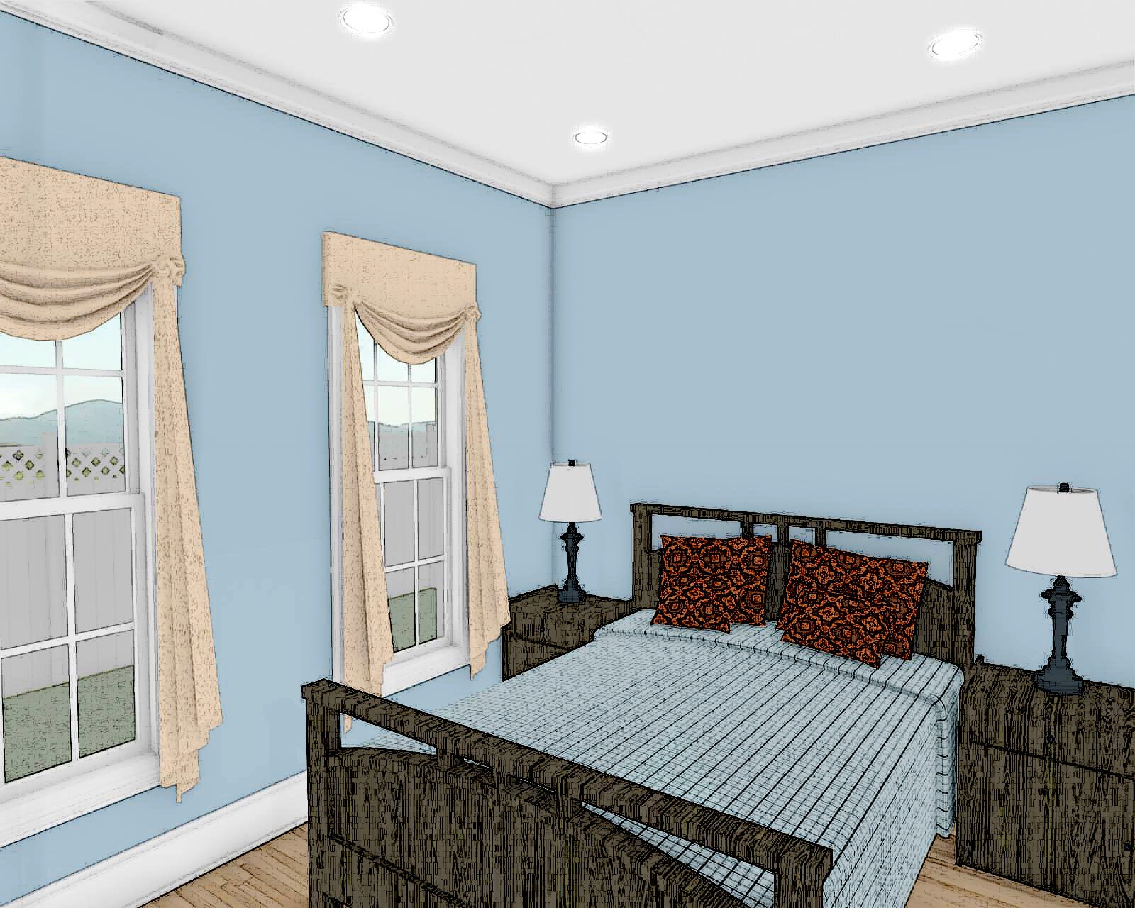 One Bedroom Country Home Floor Plan, RV Bus Big Rig Garage With ...