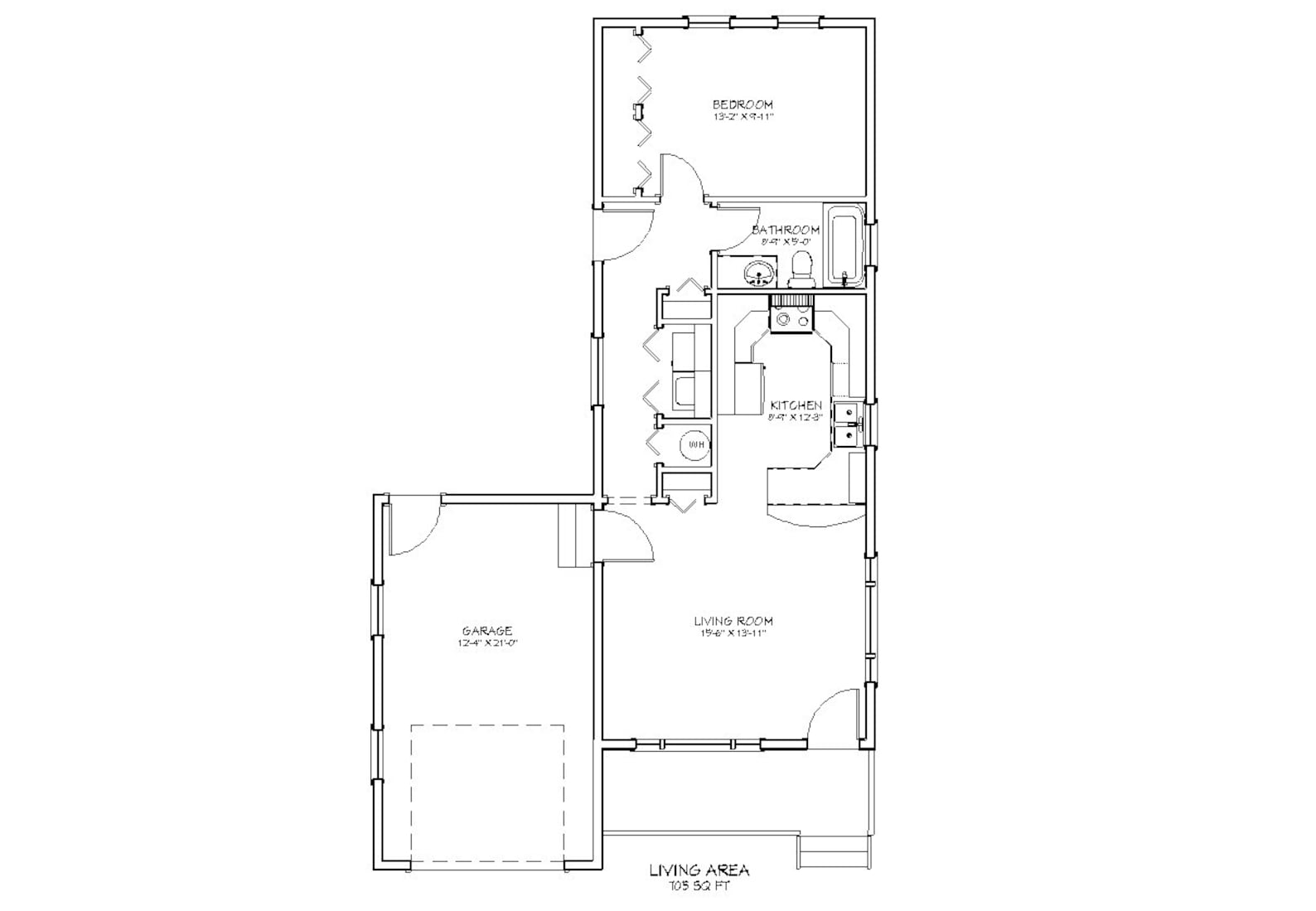 1 Bedroom 1 Bath Narrow Cottage Architectural Plans, 705 SF, 29'x50 ...