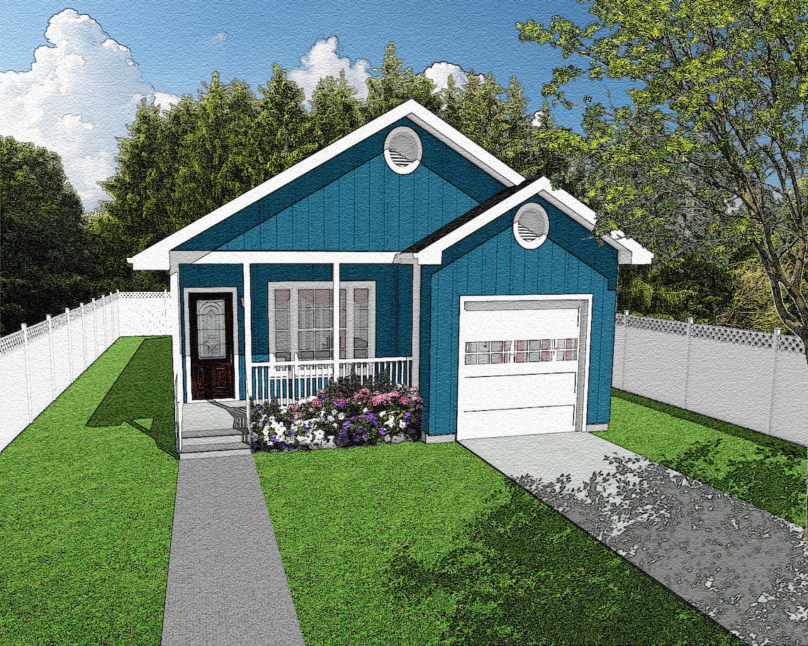 Two Bedroom Country Cottage Floor Plan, Tiny House Plans, 884 Square ...
