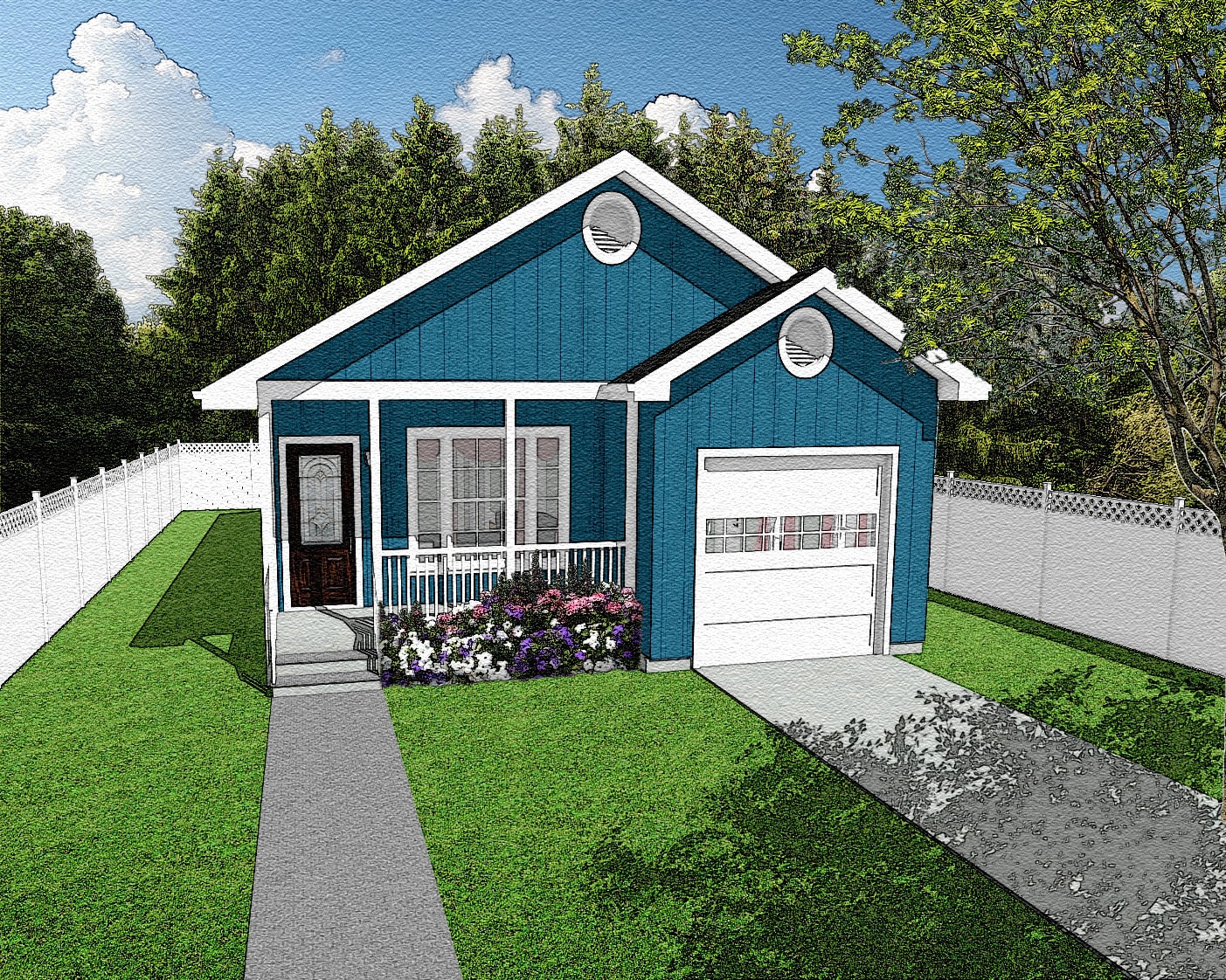 Two Bedroom Country Cottage Floor Plan, Tiny House Plans, 884 Square ...