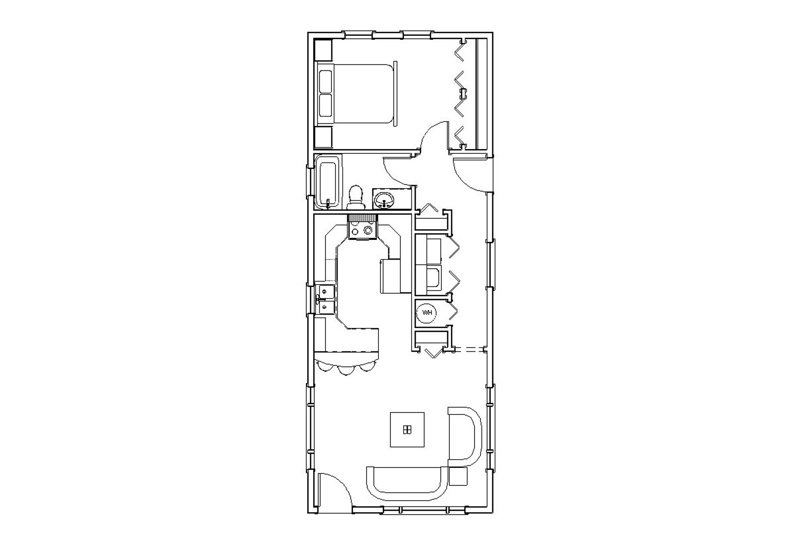 700 Square Foot One Bedroom One Bathroom Floor Plan, One Story Tiny ...