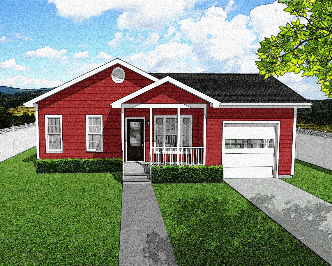2 Bedroom 1 Bath Ranch Style Cottage Architectural Plans, Tiny House ...