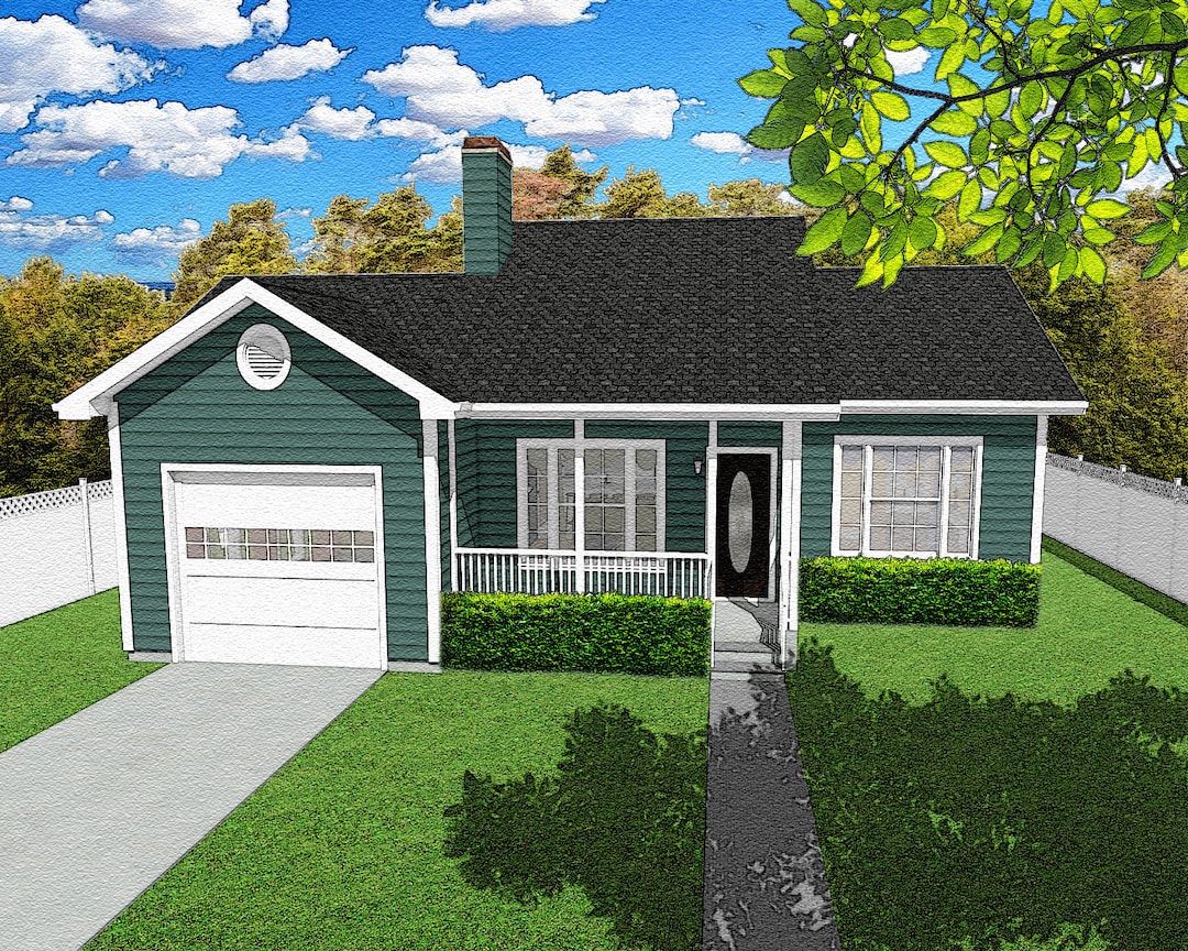 One Bedroom Traditional Cottage Floor Plan, 850 Square Feet 45'x37 ...