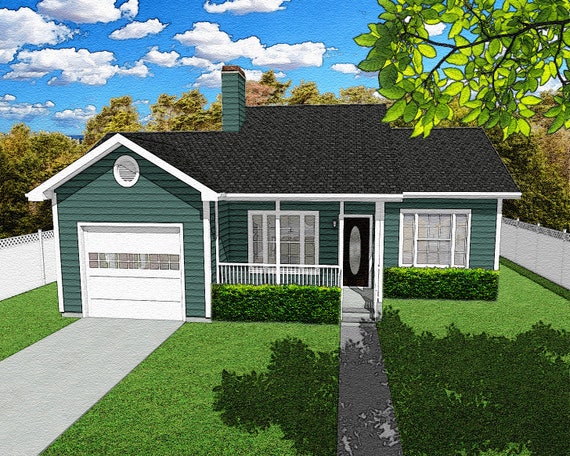 One Bedroom Traditional Cottage Floor Plan 850 Square Feet - Etsy