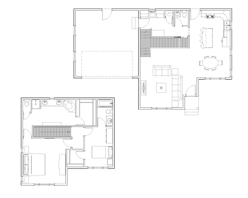 Two Bedroom Traditional Cottage Floor Plan, Two Story House Plans, 1518 ...