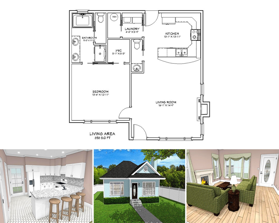 800 Square Foot One Bedroom One Bathroom Floor Plan, Granny House Plans ...
