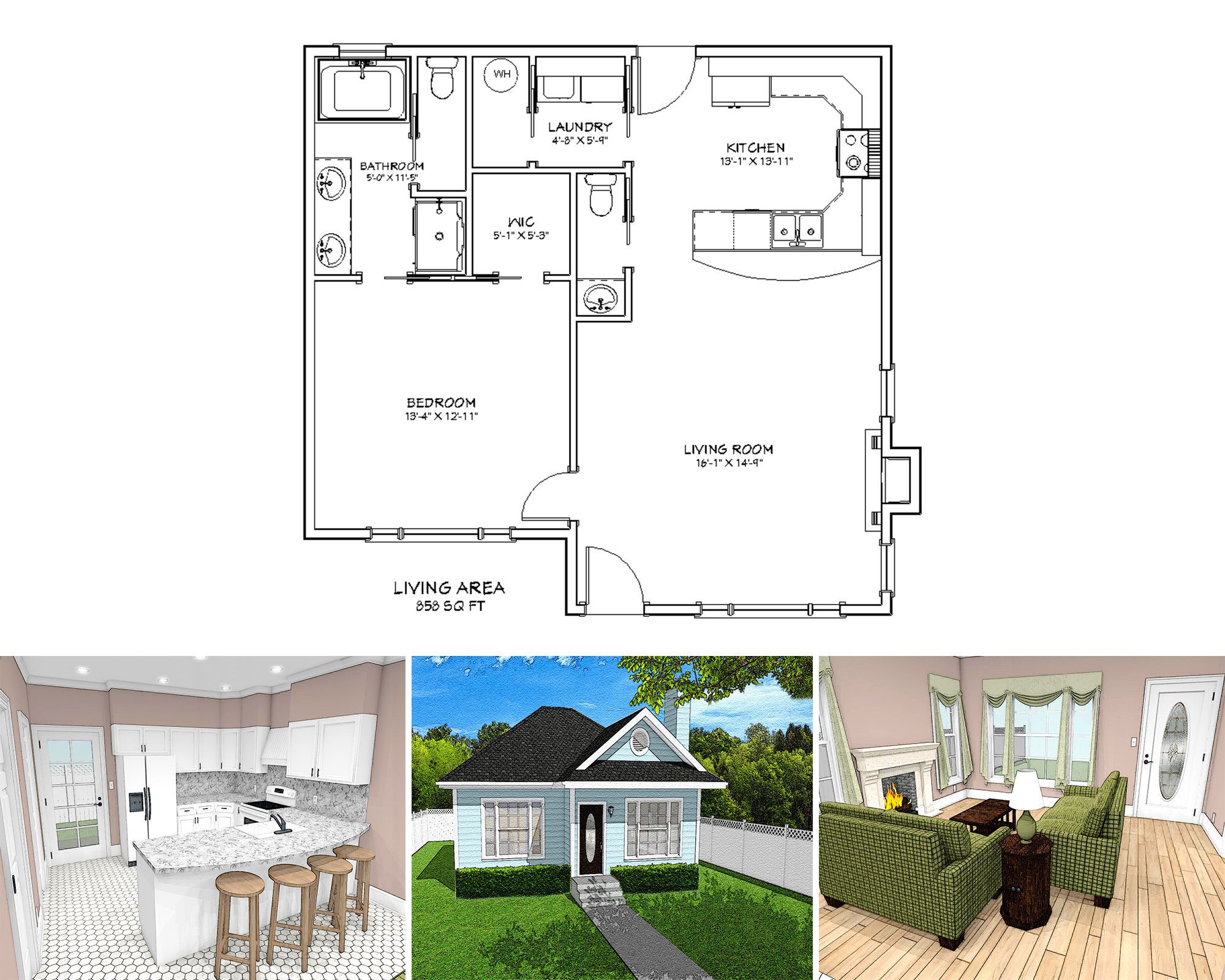 800 Square Foot One Bedroom One Bathroom Floor Plan, Granny House Plans ...