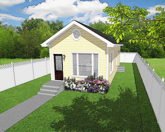 One Bedroom Traditional Cottage Floor Plan 705 Square Feet - Etsy