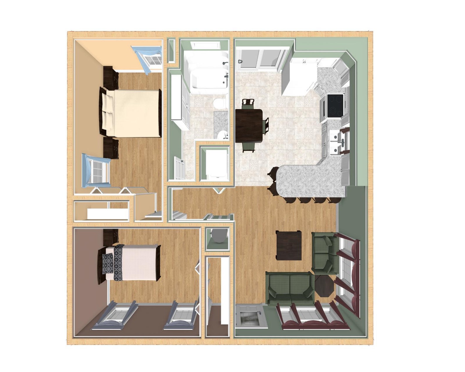 2 Bedroom 1 Bath Compact Cottage Architectural Plans, 797 SF, 30'x27 ...