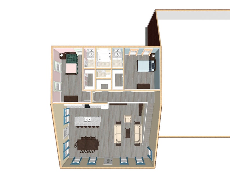 Three Bedroom Traditional Cape Cod Style Floor Plan Two Story ...