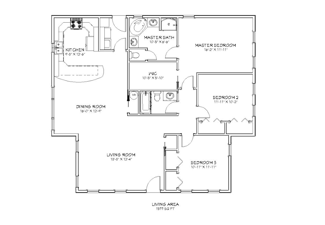 3 Bedroom 2 Bath Traditional Cottage Architectural Plans 1577 Square ...