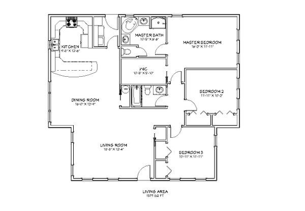 28x36 House 3-bedroom 2-bath 1008 Sq Ft PDF Floor - Etsy Canada