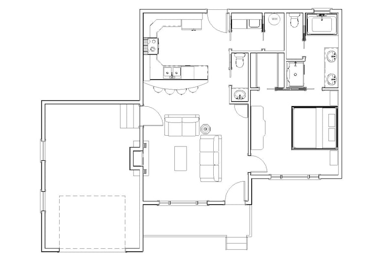 800 Square Foot One Bedroom One Bathroom Floor Plan, One Story ...