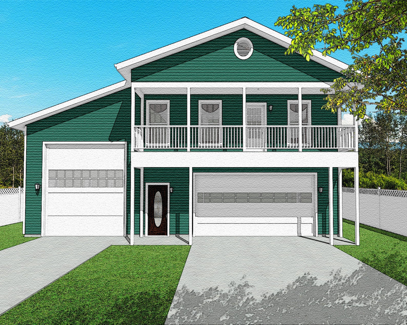 2 Bedroom Garage Apartment House Plans, RV Bus Big Rig Garage, 2/1.5 ...