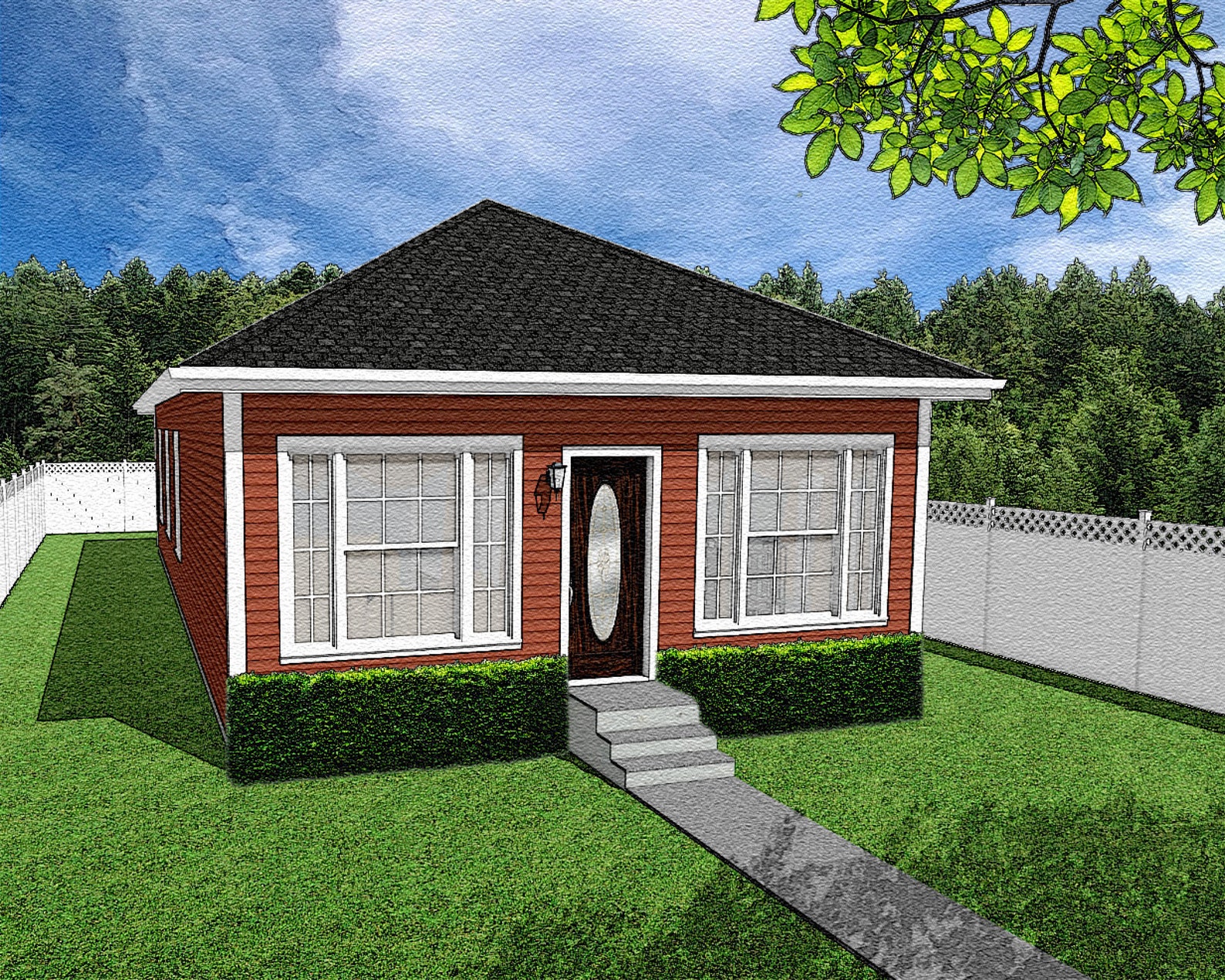 4 Bedroom 2 Bath Compact Cottage Architectural Plans, 1508 SF, 25'x60 ...