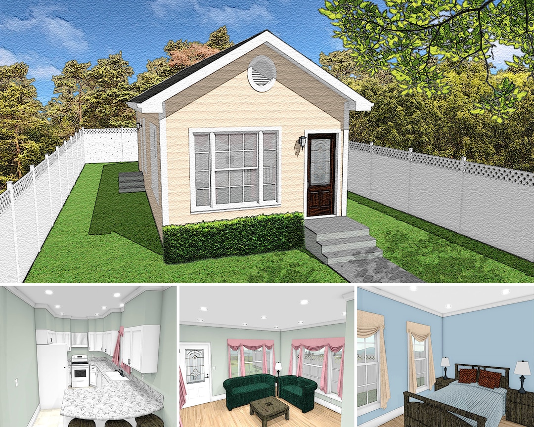 1 Bed 1 Bath 700 SF 16x43 Narrow House Plans, Tiny Home Floor Plan ...
