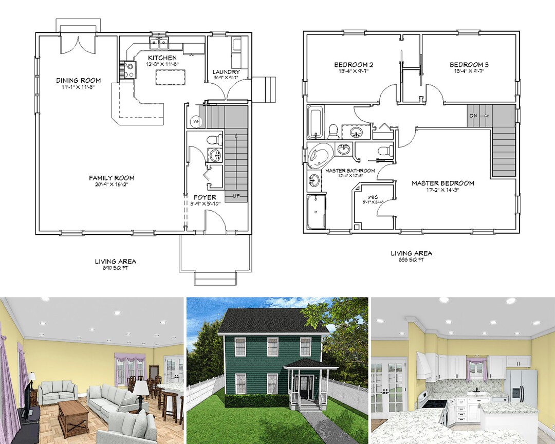 1700 Square Foot Three Bedroom Two and a Half Bathroom Floor Plan, Two ...
