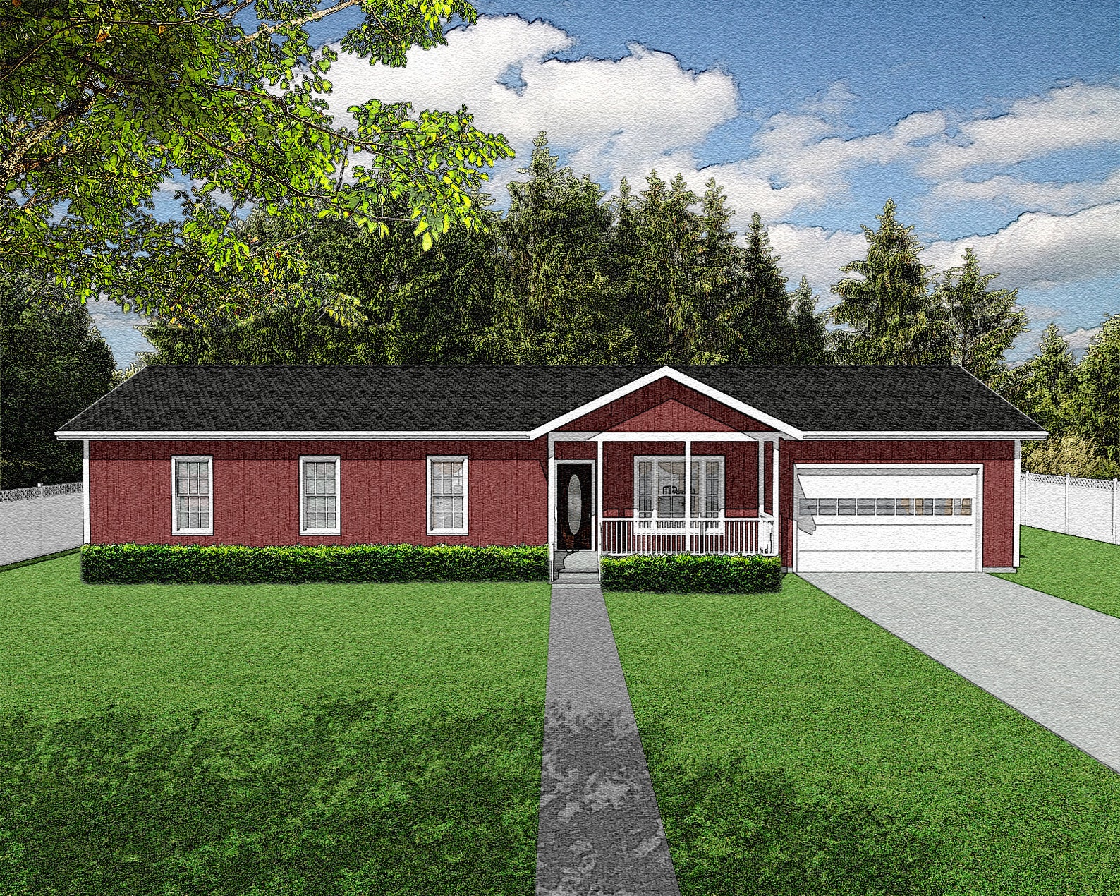 4 Bedroom 2 Bath Traditional Ranch Style Architectural Plans, 1508 SF ...