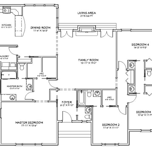 4 Bedroom 3.5 Bath Traditional Style Architectural Plans 2115 - Etsy