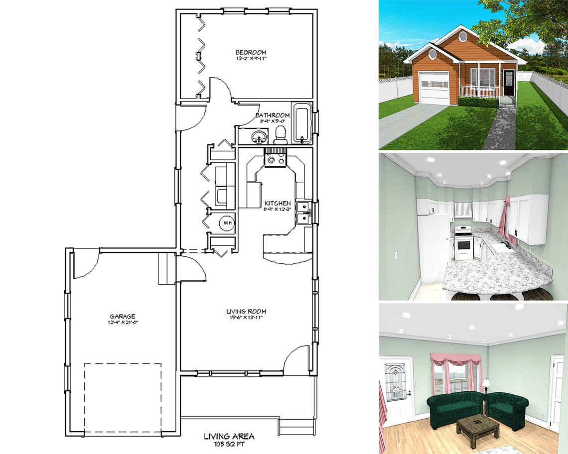 700 Square Foot One Bedroom One Bathroom Floor Plan for Narrow Lots ...