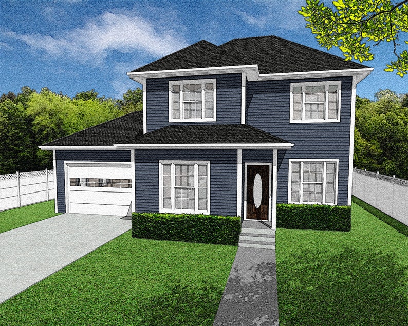 2 Bed 2.5 Bath 1500 SF 50x32 House Plans, 2 Story Floor Plan With 2 Car ...