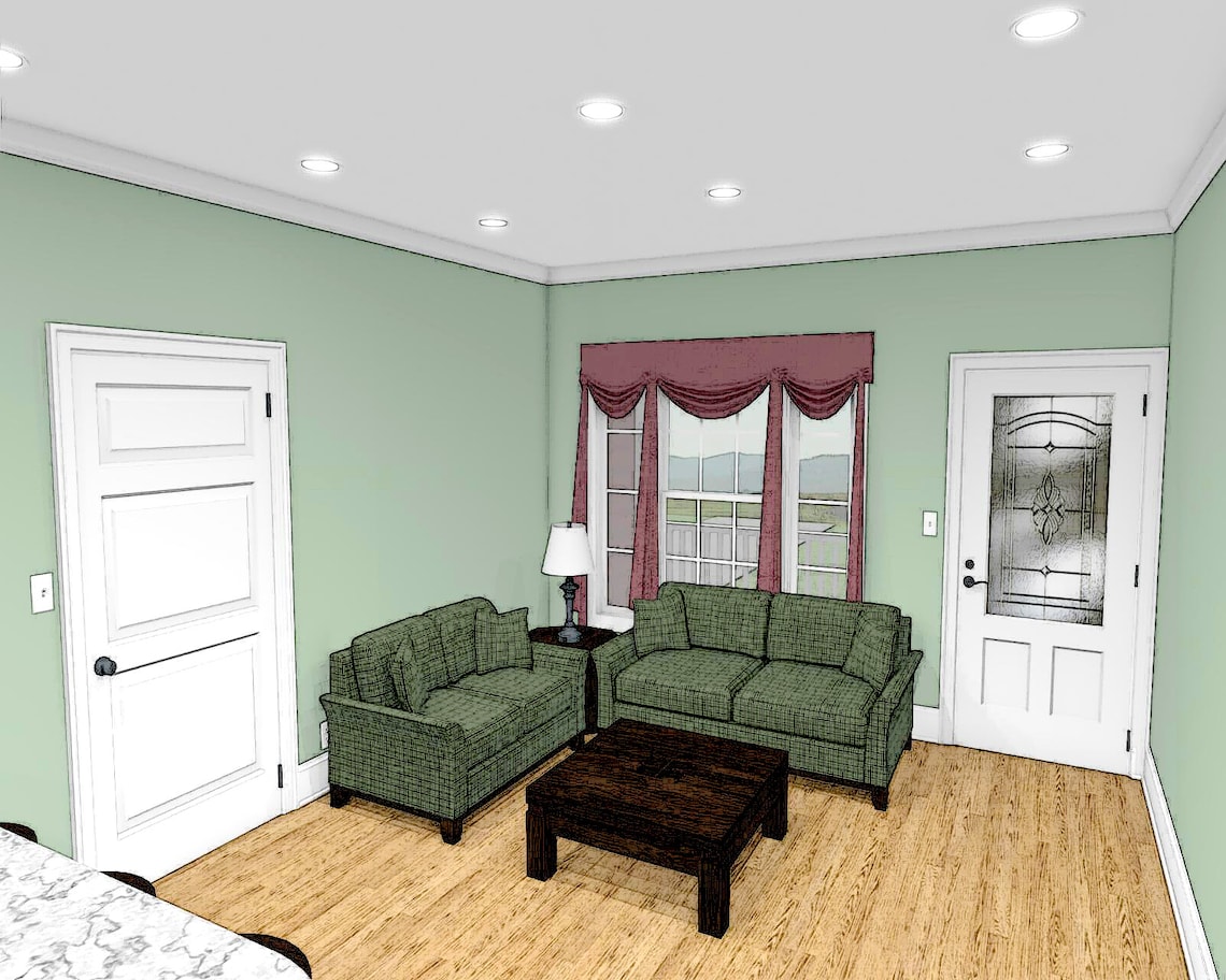 Two Bedroom Country Cottage Floor Plan, Tiny House Plans, 833 Square ...