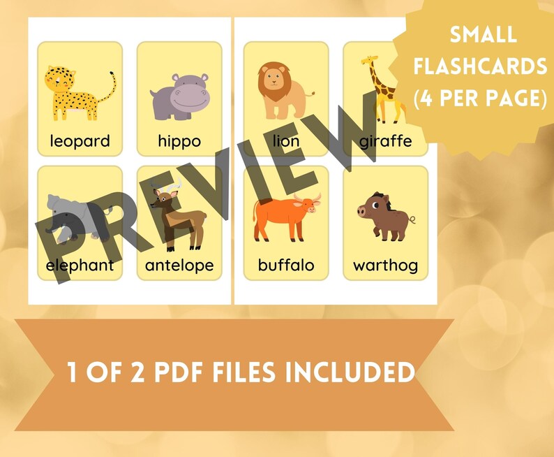 Safari Animals Flashcards African Animals ESL Teacher - Etsy