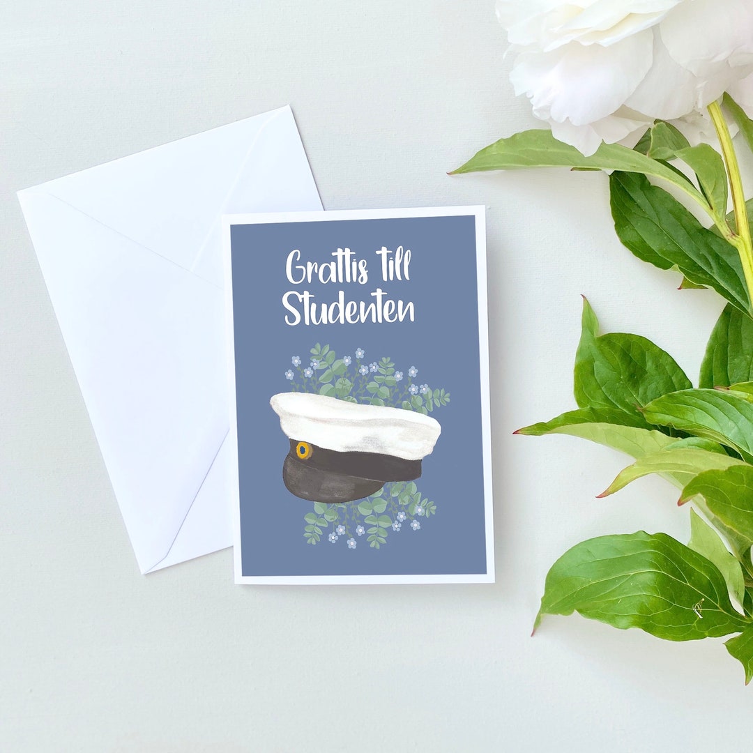 Swedish Graduation Card , A6 Double Card, Greeting Cards, Swedish ...