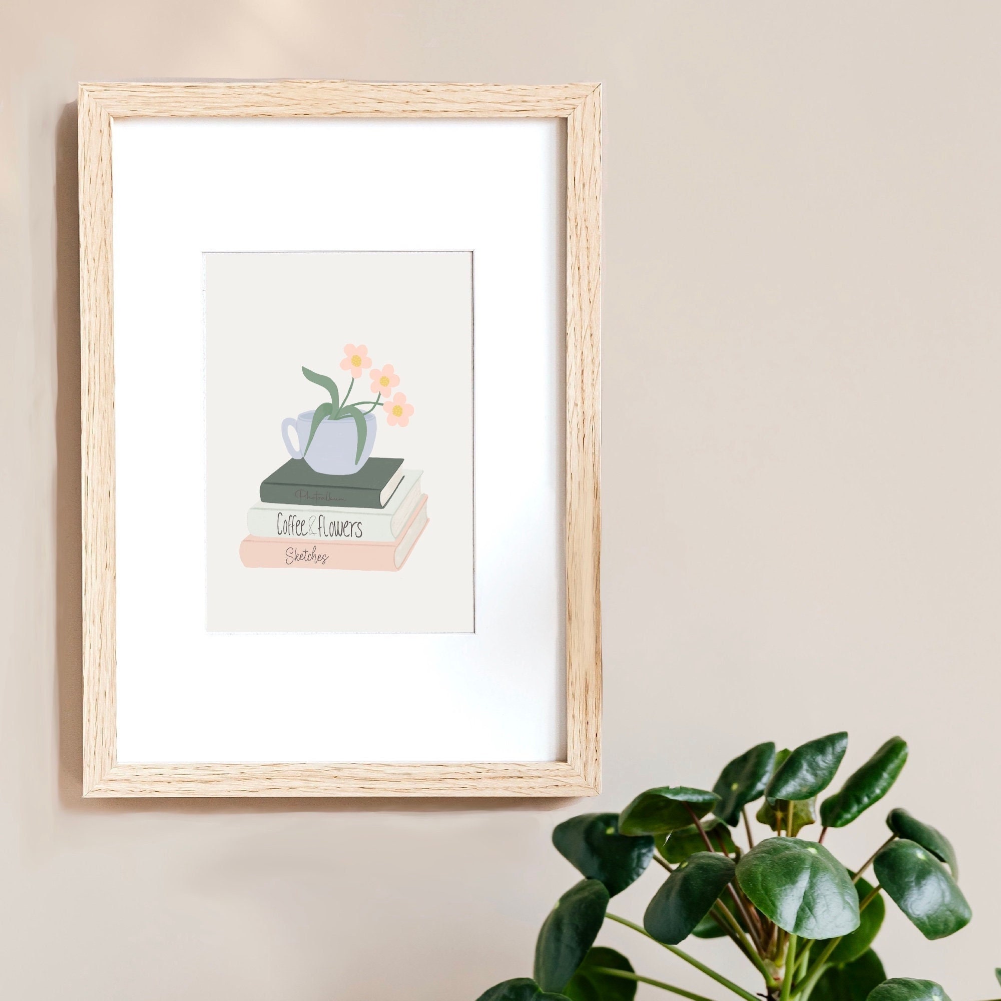 Art Print Book Lover, Wall Print Books , Book and Flowers Art Print ...