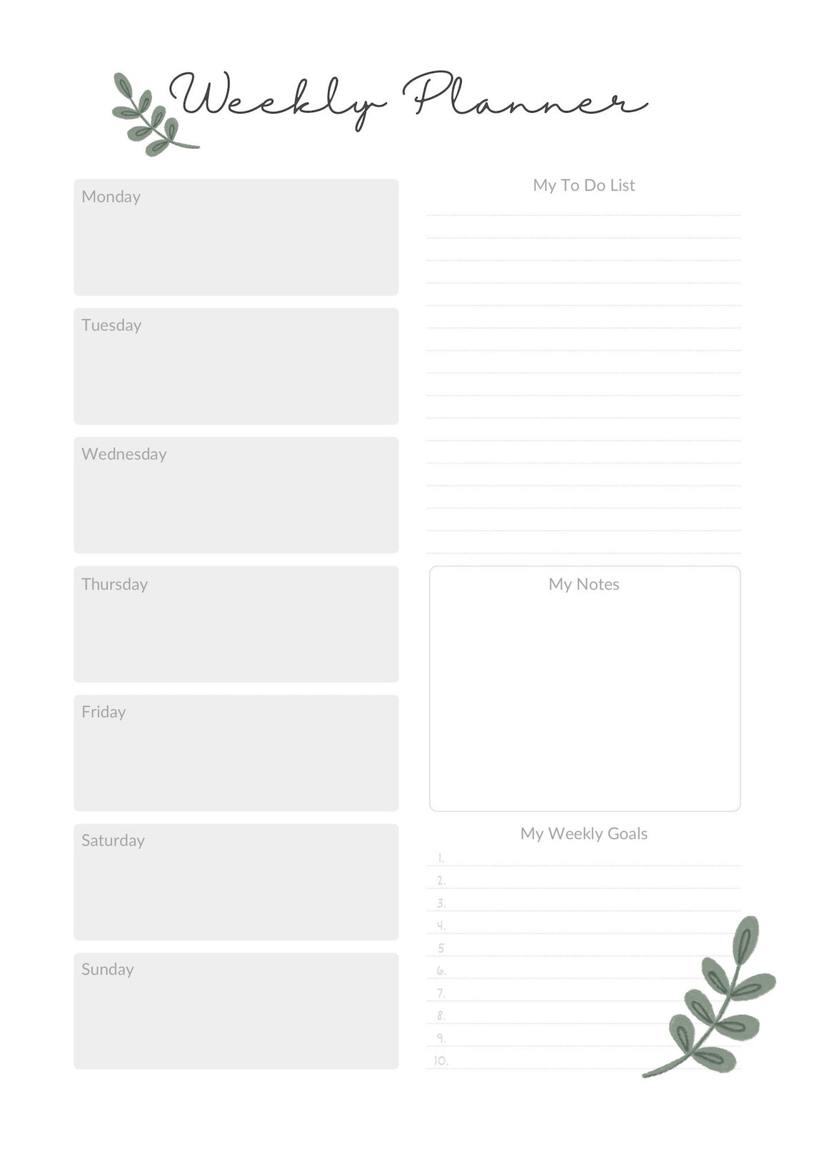 Weekly Planner Printable Pdf A4, Printable Weekly Planner, A4 Pdf ...
