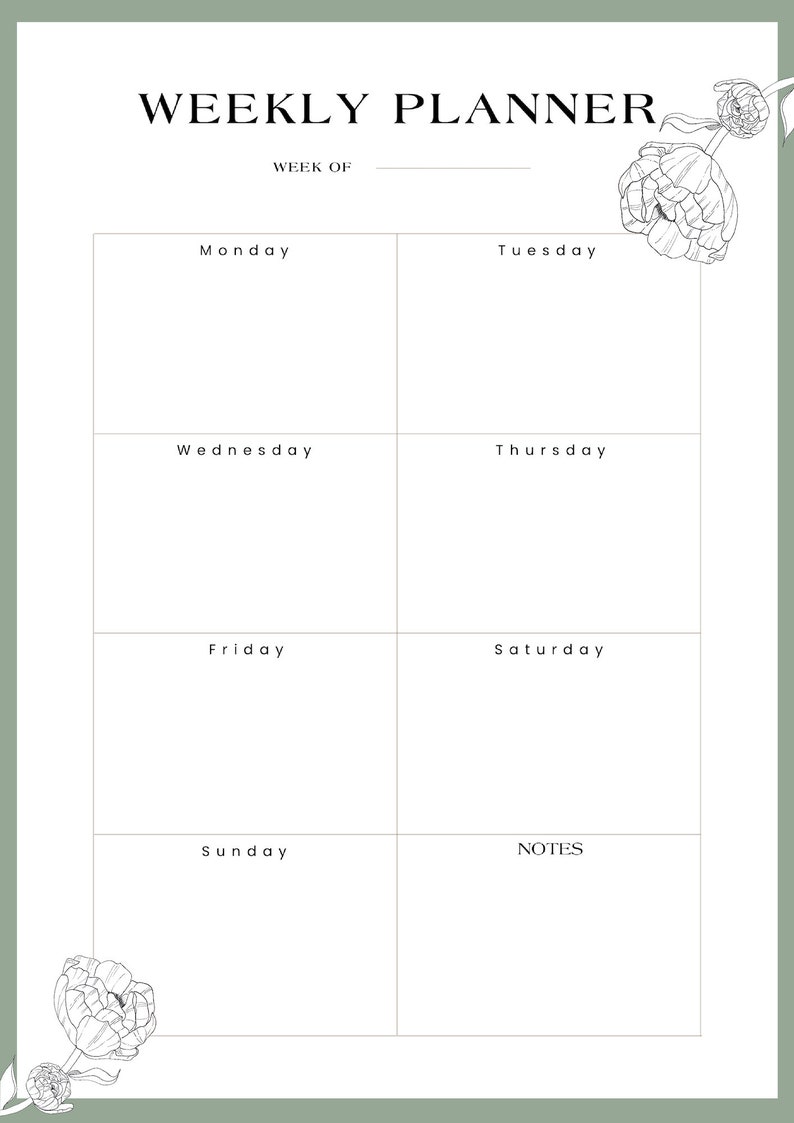 Weekly Planner Printable Pdf A5, Printable Weekly Planner, A5 Pdf ...