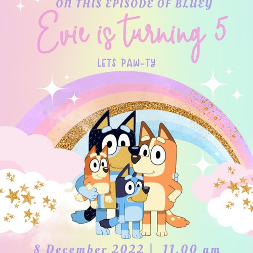 FREE CUSTOM EDIT Bluey Invitation. Girls birthday party instant ...