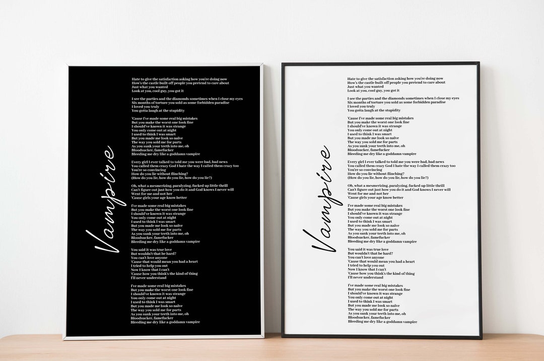 Lyrics Poster, Song Lyrics Art Print , Personalized Song Poster, Custom ...